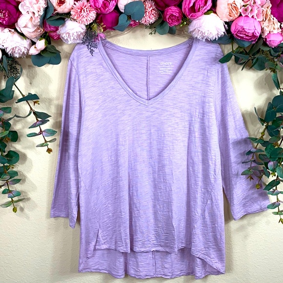Chico's | Tops | Chicos The Ultimate Tee Lilac Vneck 34 Sleeve Thick ...